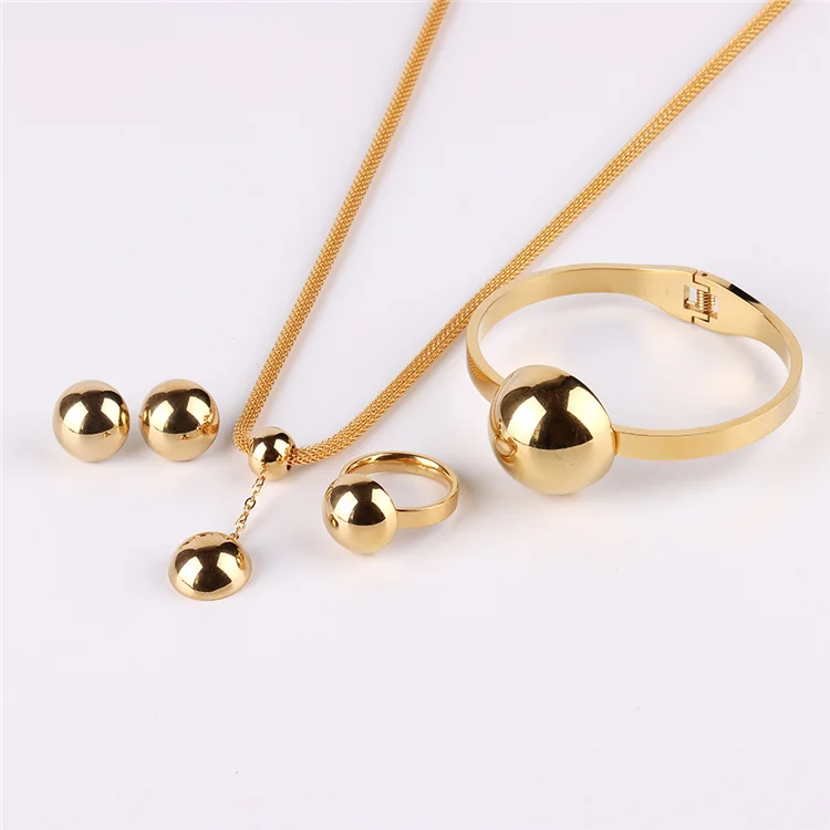 2022新品上市18k金色半球形316l不锈钢女批发饰品套装 - Buy 高级珠宝首饰套装,4件迪拜黄金新娘批发首饰套装,高品质非洲朋克首饰套装 Product on Alibaba.com
