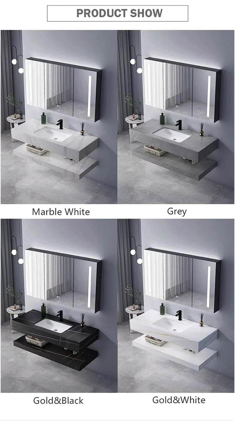 Integrated Rock Plate Bathroom Floating Double Basin Sink