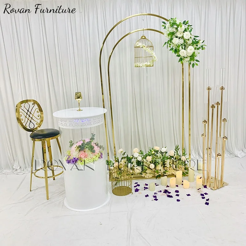 Elegant Style Hot Sale Gold Mesh Arch Backdropfor Events And Party Used ...