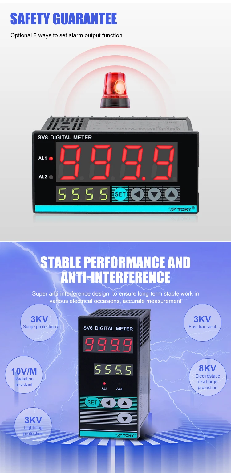 TOKY TC RTD Analog Signal Input 2 Programable Alarm Relay Output Pressure Measurement Sensor ...
