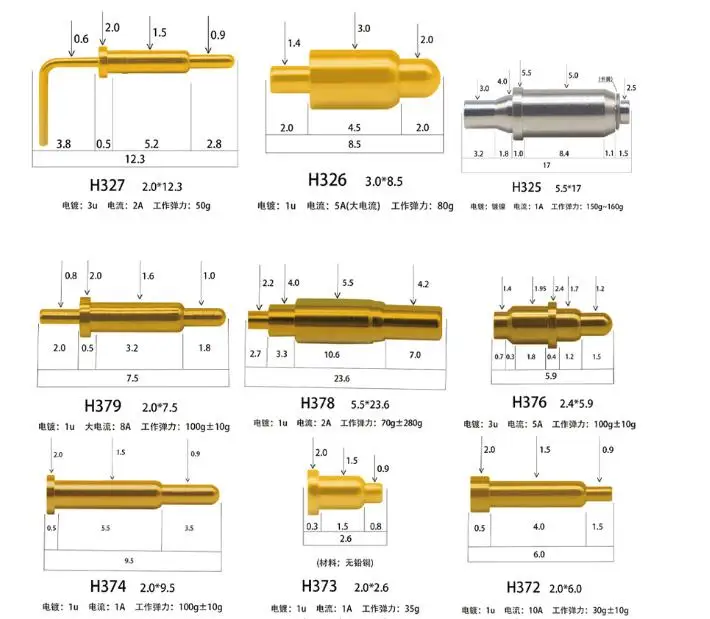 Spring Contact Pogo Pin High Current Connector - 1P Single-core