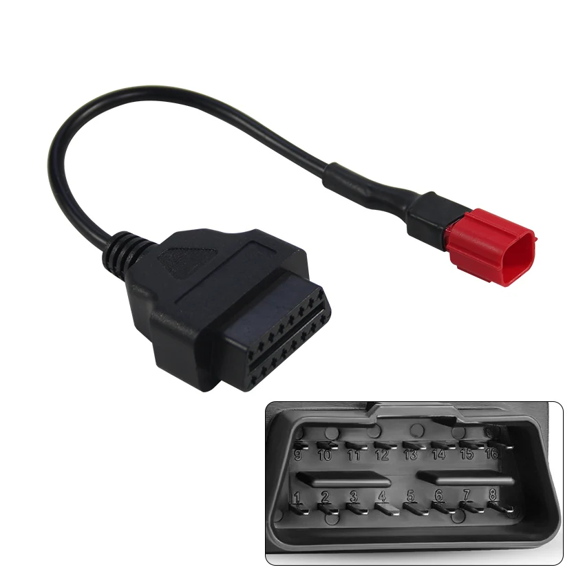 12 Volt 24v Obd2 Motorcycle Diagnostic Adapter Cable 6 Pin To 16 Pin To ...