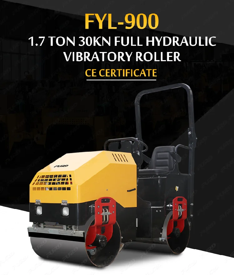 1.5 Ton Ride-on Hydraulic Double Drum Small Hydraulic Asphalt Compactor ...