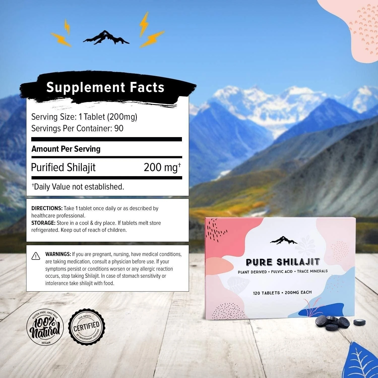 Shilajit Tablet 500mg Pure Himalayan Shilajit Fulvic Acid Shilajit ...