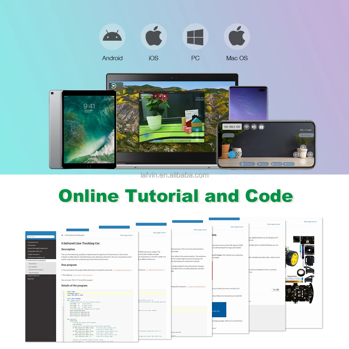 LAFVIN 4WD Smart Robot Car Kit for Raspberry Pi - DIY Fun