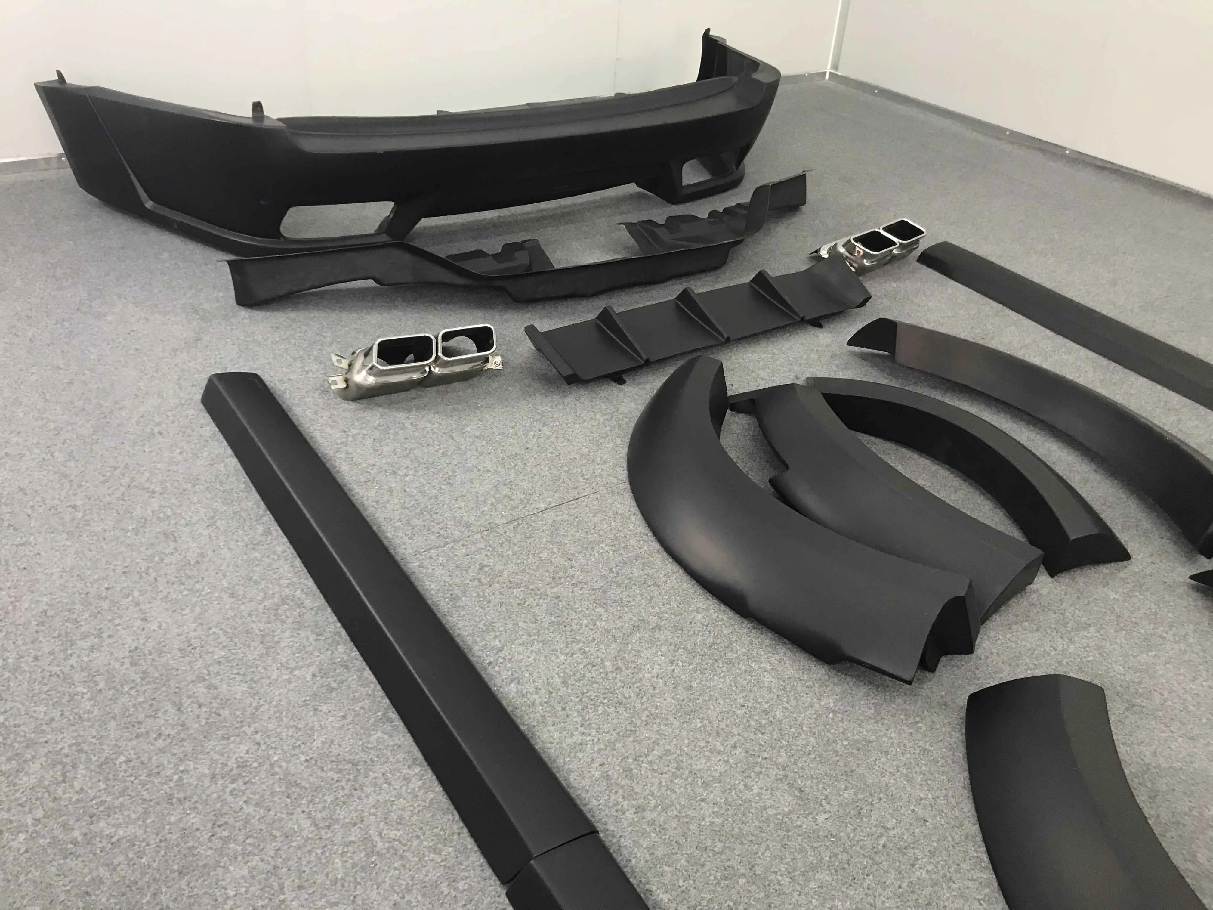 LM Style Fiberglass Front Bumper Side Skirt Fender Flares Wide Body Kit ...