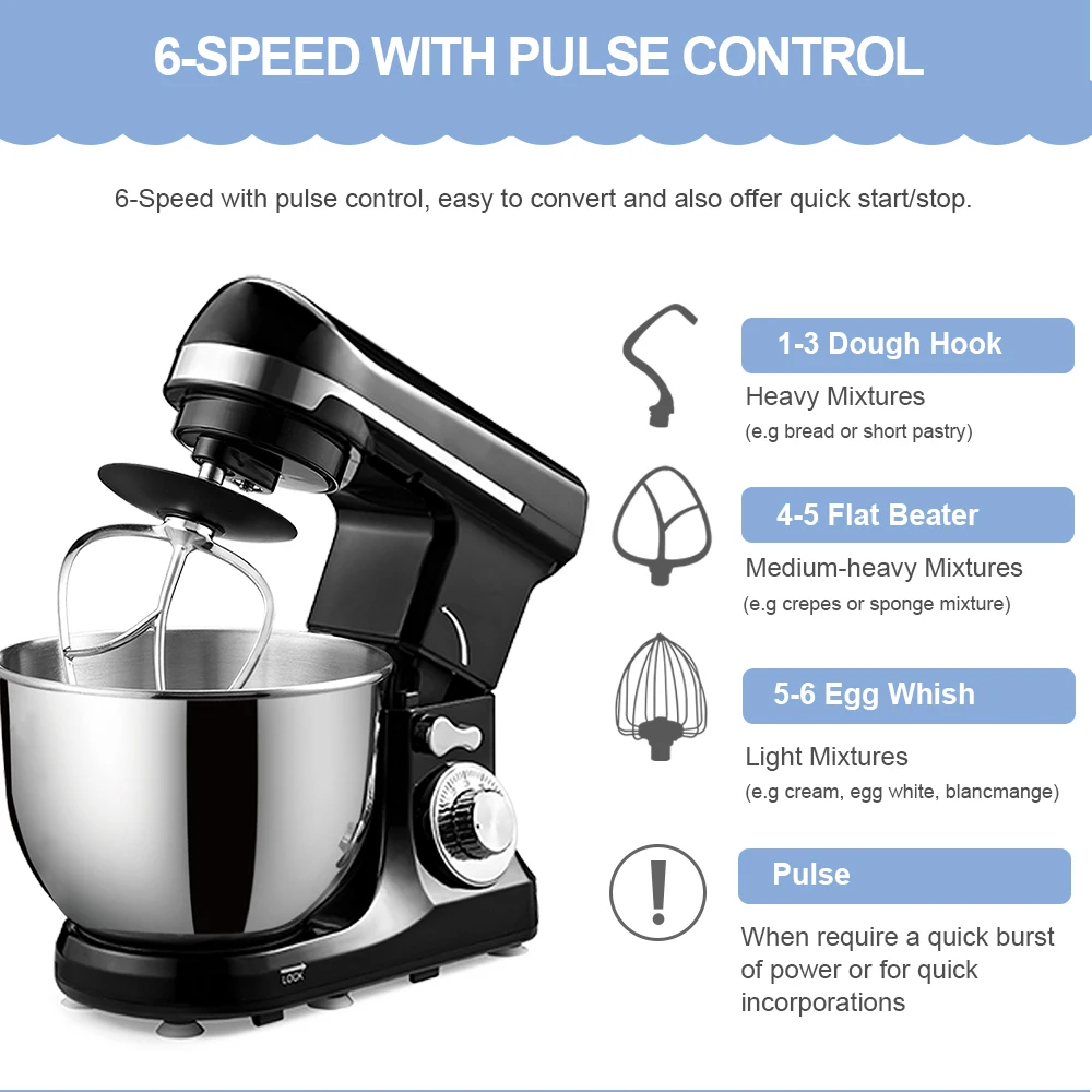 Murenking Multifunction Stand Mixer - 1300W, 5L Capacity