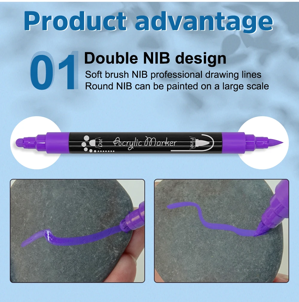 KHY Custom Logo and Package Wholesale Waterproof Dual Tip Acrylic Paint ...