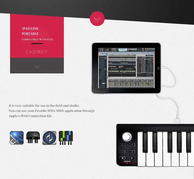 MIDI Pad Music Maker - 25 Key Mini MIDI Keyboard Controller