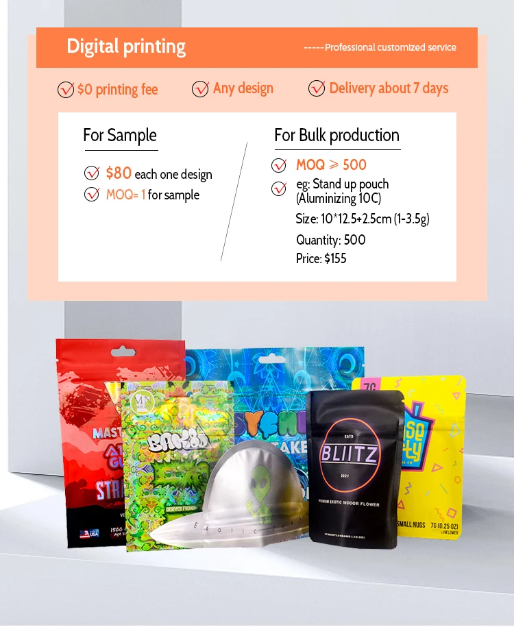 7 Gram 1g Childproof Packaging 6x9 Stand Up Die Cut Cookies Smell Proof ...