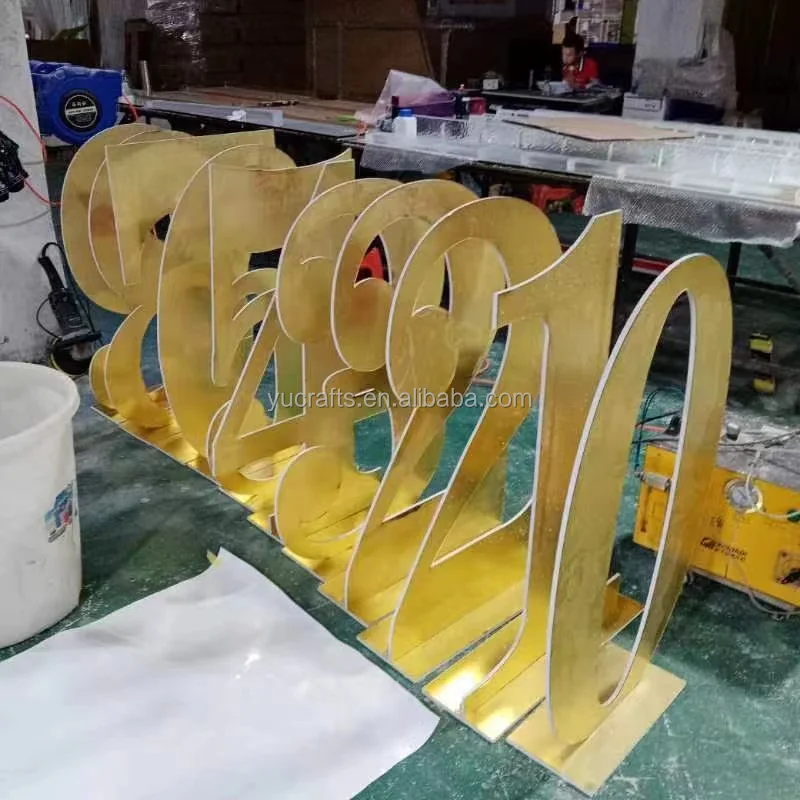 Gold Acrylic Numbers Backdrop - Perfect for Parties & Weddings