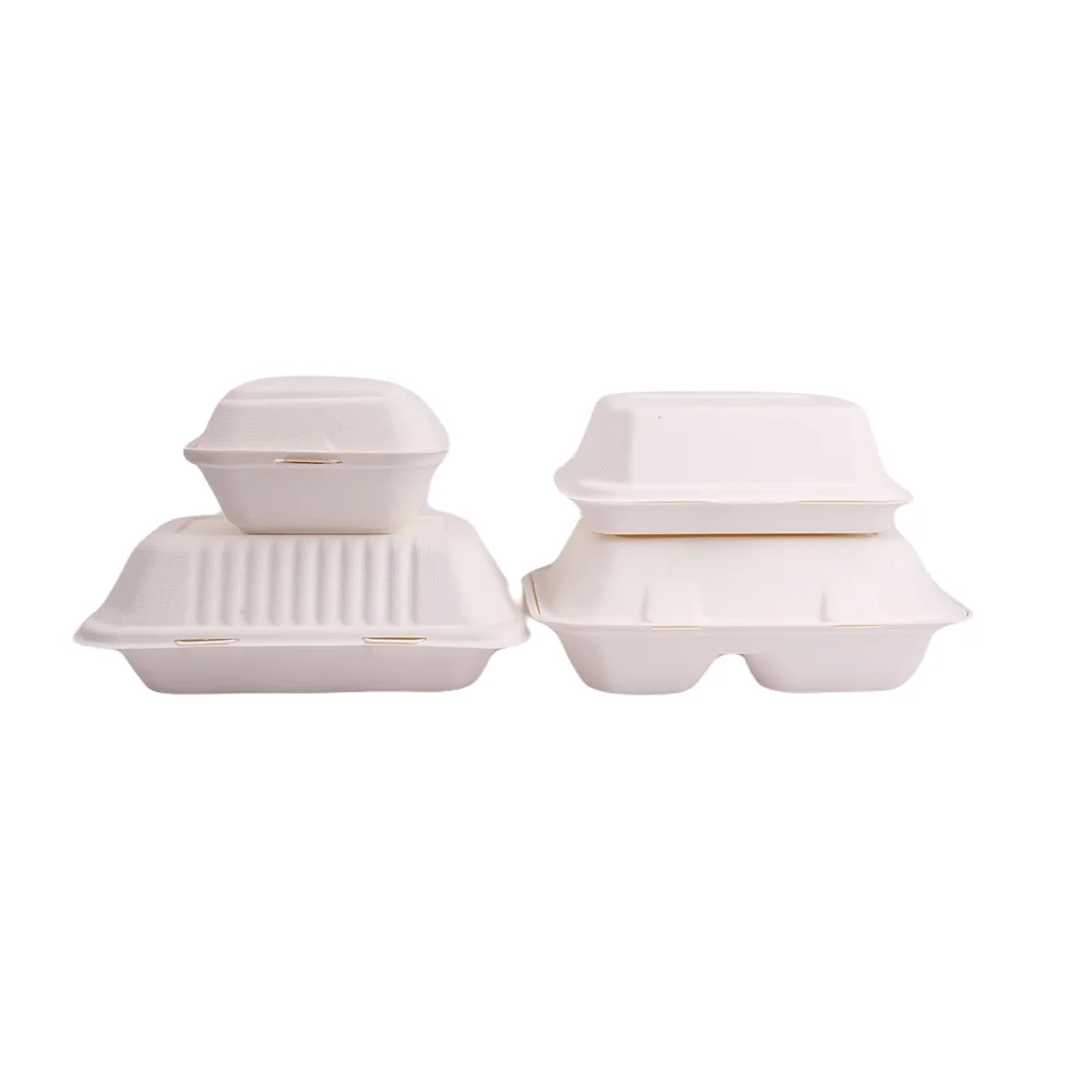 Microwavable Sugarcane Bagasse Clamshell Box Takeaway Food Container ...