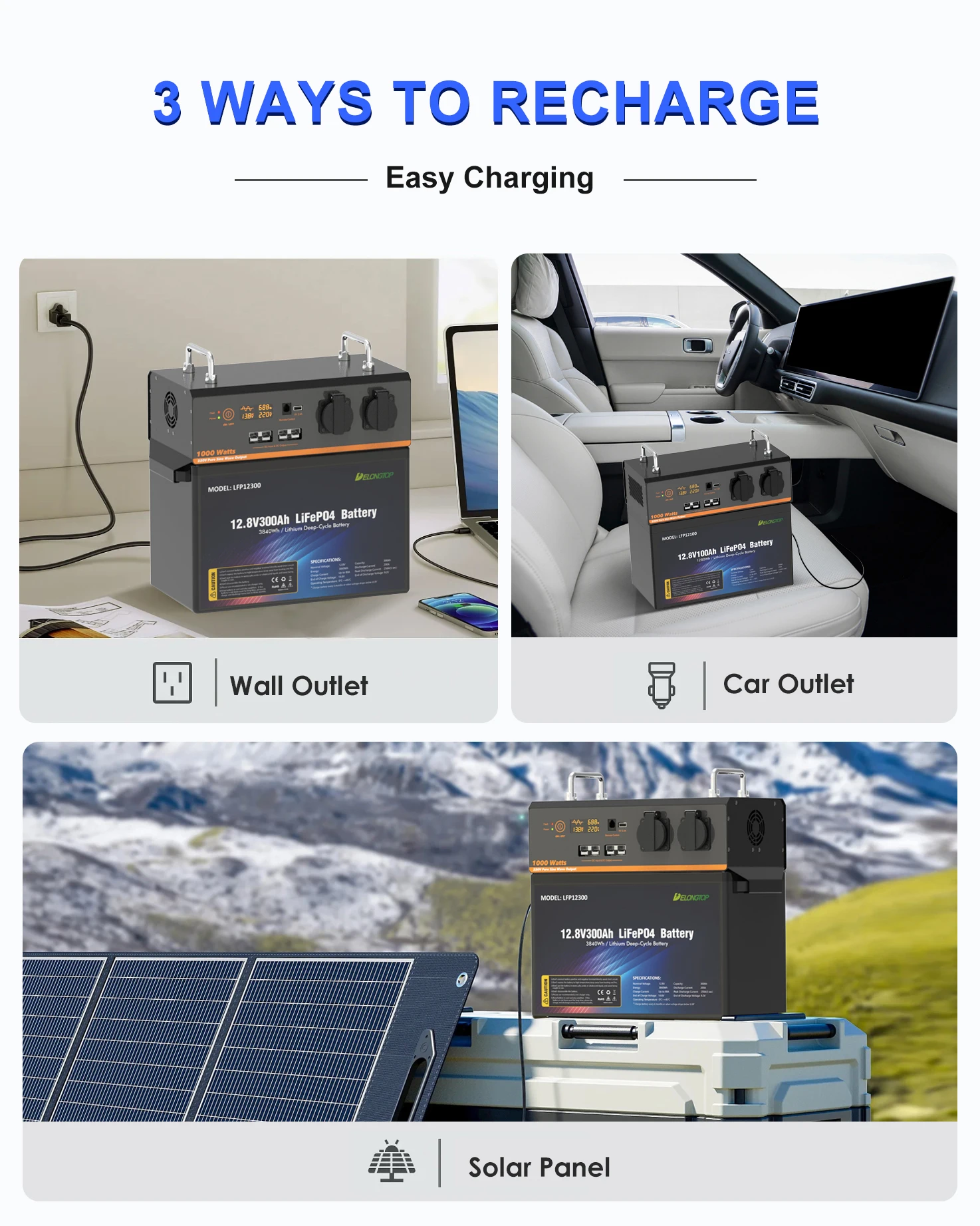 Portable Power Station 1000W Use LiFePO4 Battery Pack 12V 100AH 120AH ...