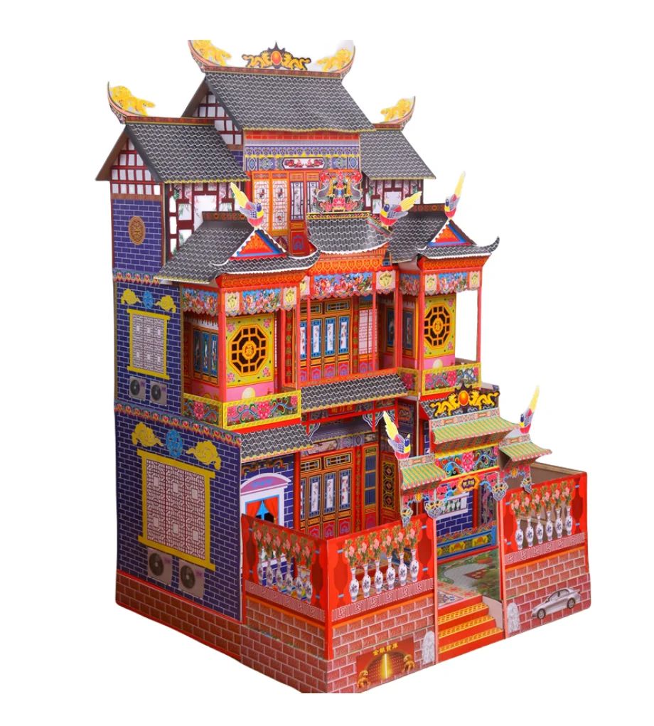 Sacrificial Paper House Two Layers Of Paper Tied Building Ghost House ...