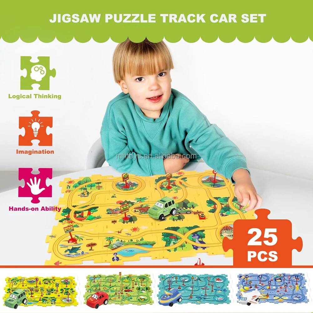 Adventure Puzzle Track Set 25pcs Sliding Track Jigsaw Rail Electric ...