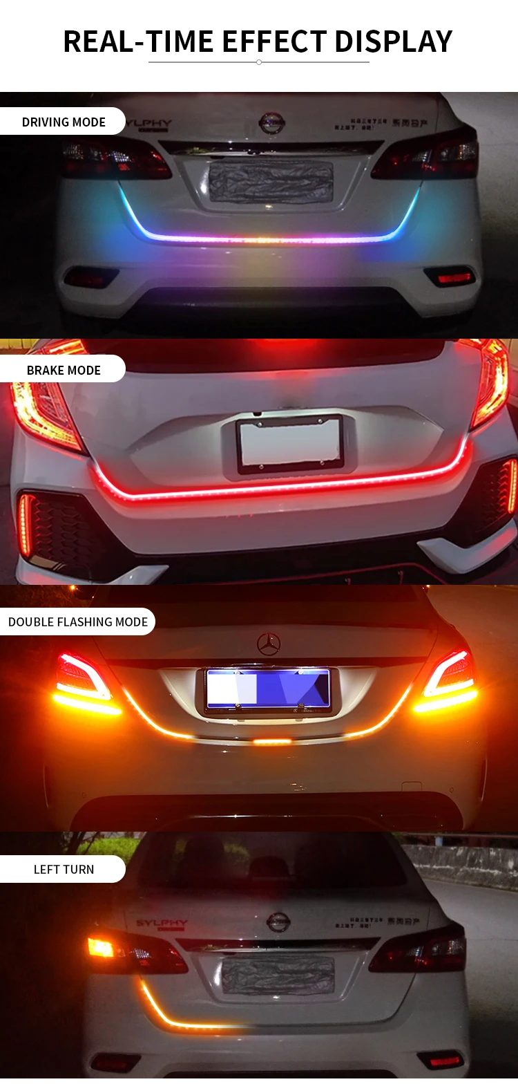 12v 59 Inch Car Led Hood Rear Trunk Tail Light Strip Exterior Trunk ...