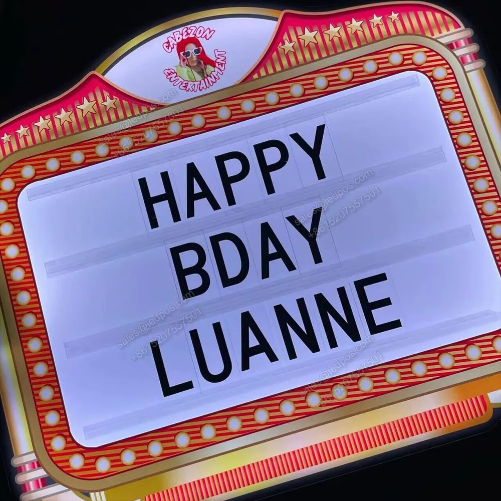 Changeable Letters Neon Happy Birthday Led Marquee Message Sign Board ...