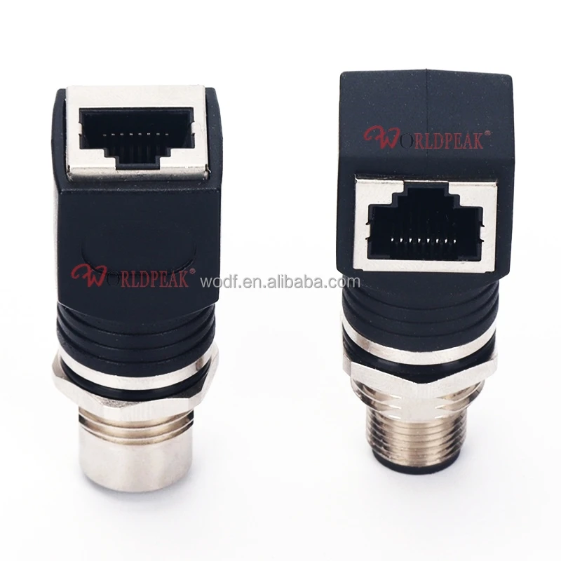 M12 to RJ45 Bulkhead Connector D Code Waterproof M12 4 Pin Female to ...