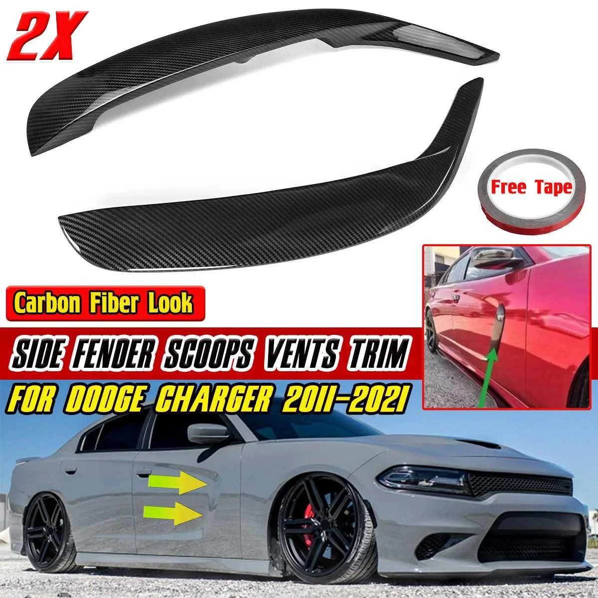 Abs Car Front Door Side Fender Scoops Fin Vents Trim Fender Diffuser ...