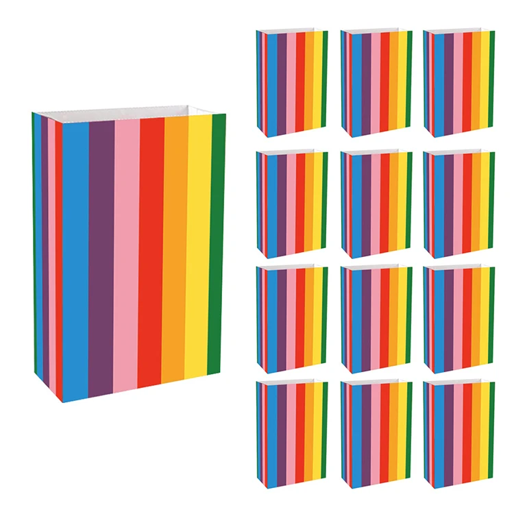 Rainbow Vertical Kraft Paper Candy & Gift Bag Offset Printing Party ...