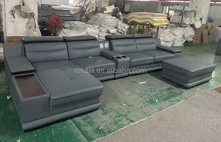 Modern Leather Smart Sofa Set - Multifunctional & Stylish