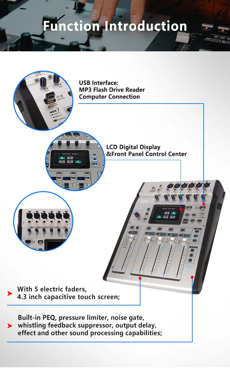 10 Channels Professional Live Audio Console - Digital Mixer