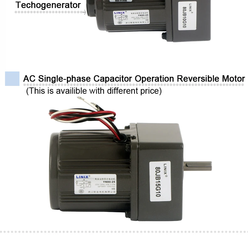 Linix Ac Gear Motor 80mm 25w 115v 220v 230v Yn80-/-25c/80jb/g1032 Low ...