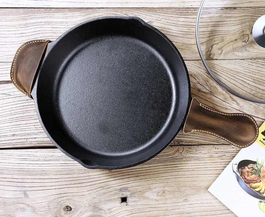 Vegetable Tanned Leather Pan Pot Handle Cover Cookware Leather Cast ...