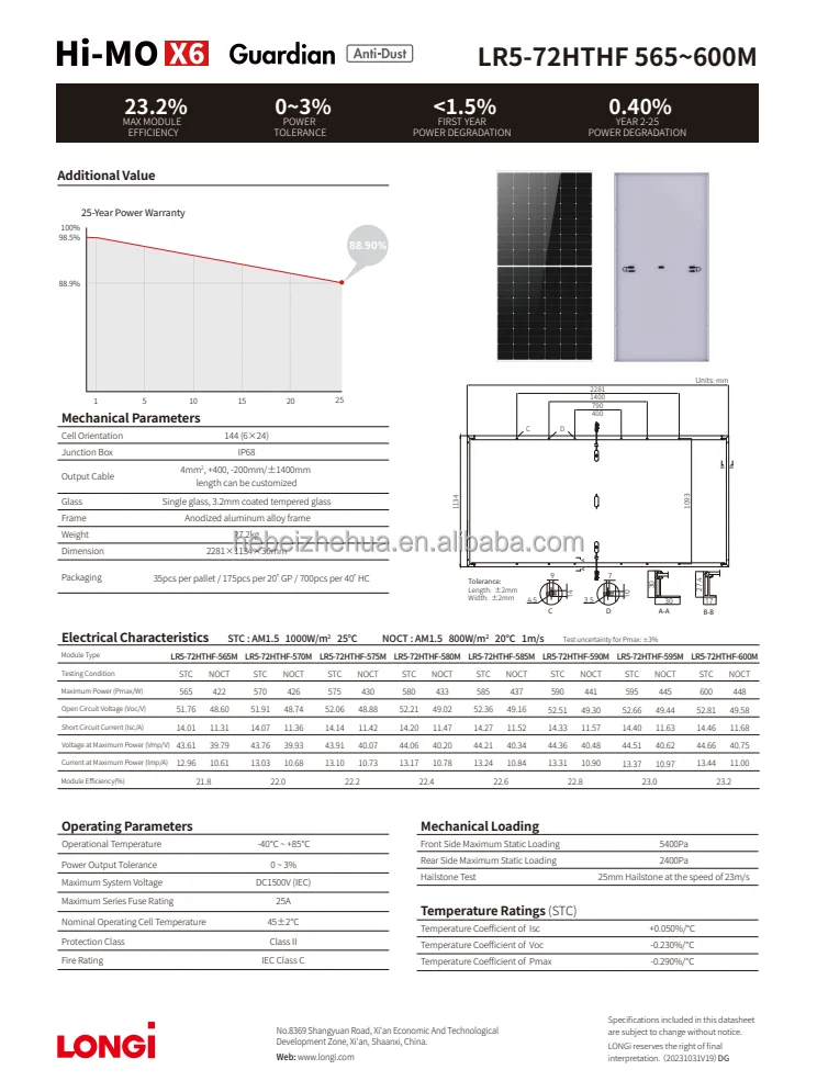 Longi Hi-mo X6 Solar Panel 600watts Photovoltaic Panel Mono Pv Module ...