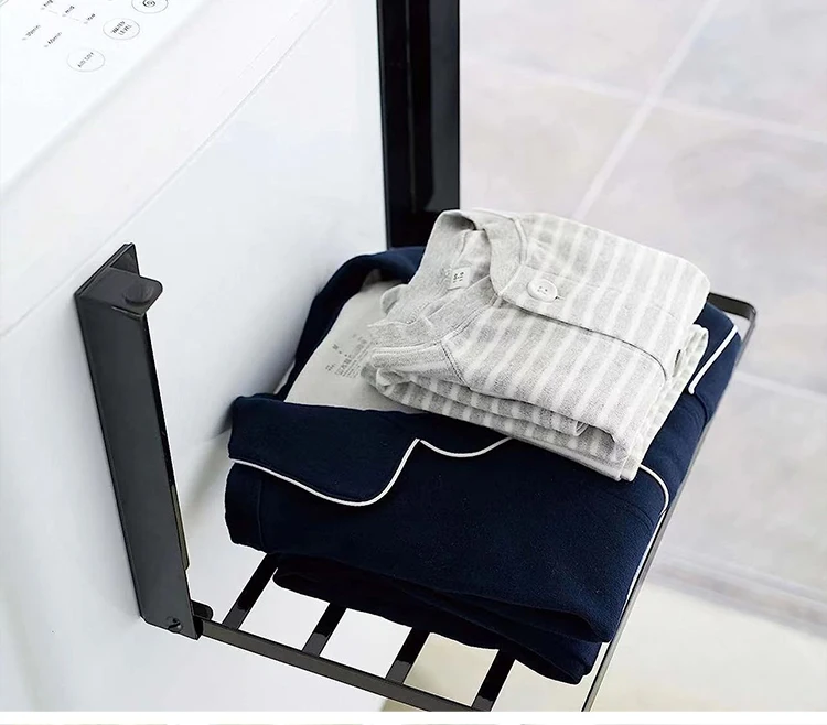 Modern Design Bathroom Metal Magnetic Long Laundry Shelf Folding ...