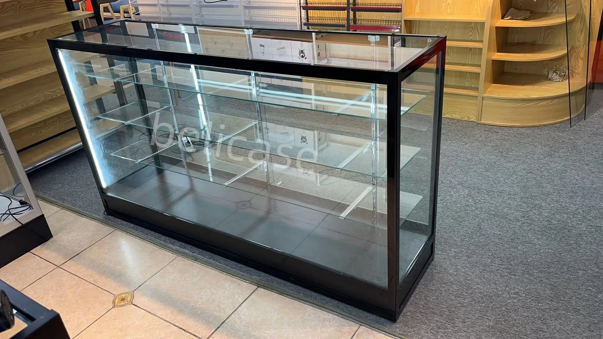 6 Feet Glass Retail Counter with Lights - Smoke Shop Furniture