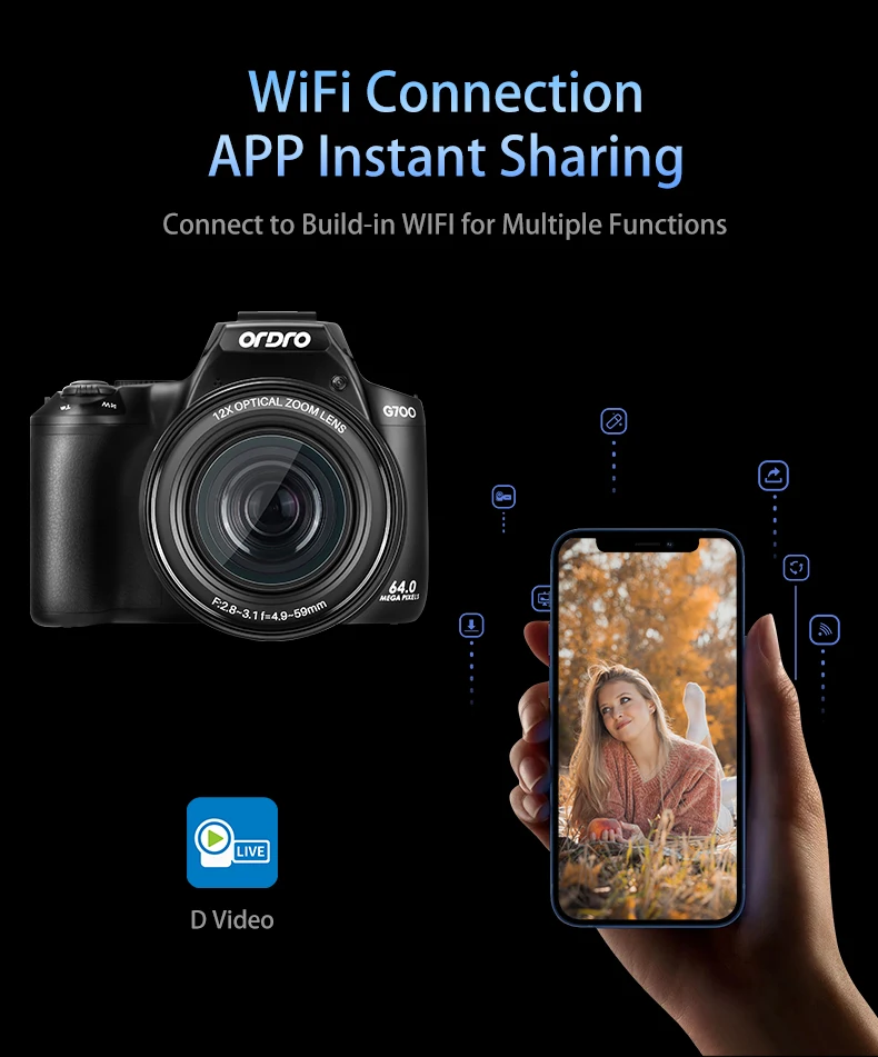 G700 Dslr Ordro Digital Camera Ultra 4k Video Camera 64m High Quality ...