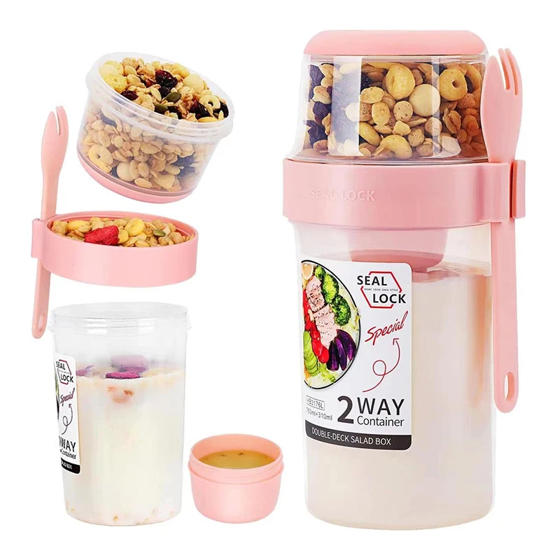 Leak-proof Oatmeal Container Jar Portable Reusable Yogurt Snack Parfait ...