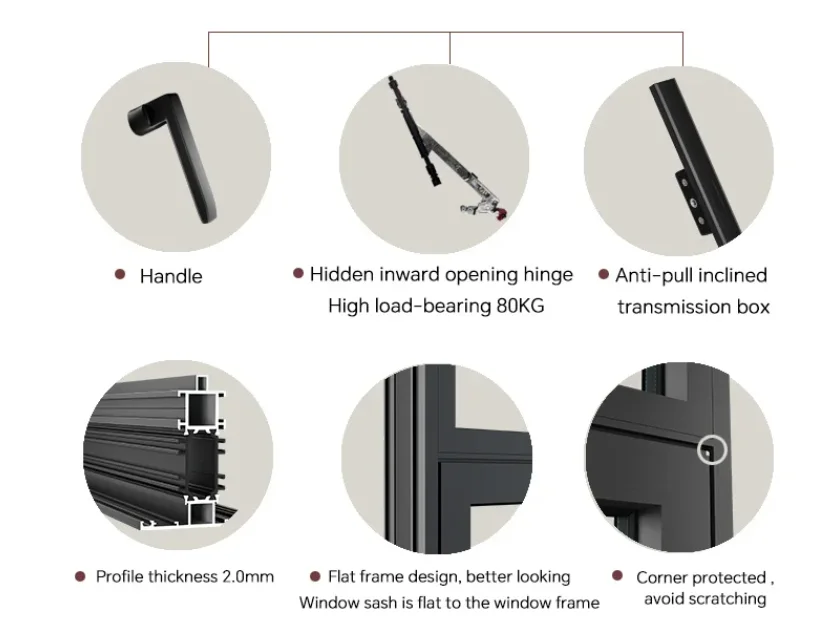 Modern Design Aluminum Profile Double Tempered Glass Casement Window ...