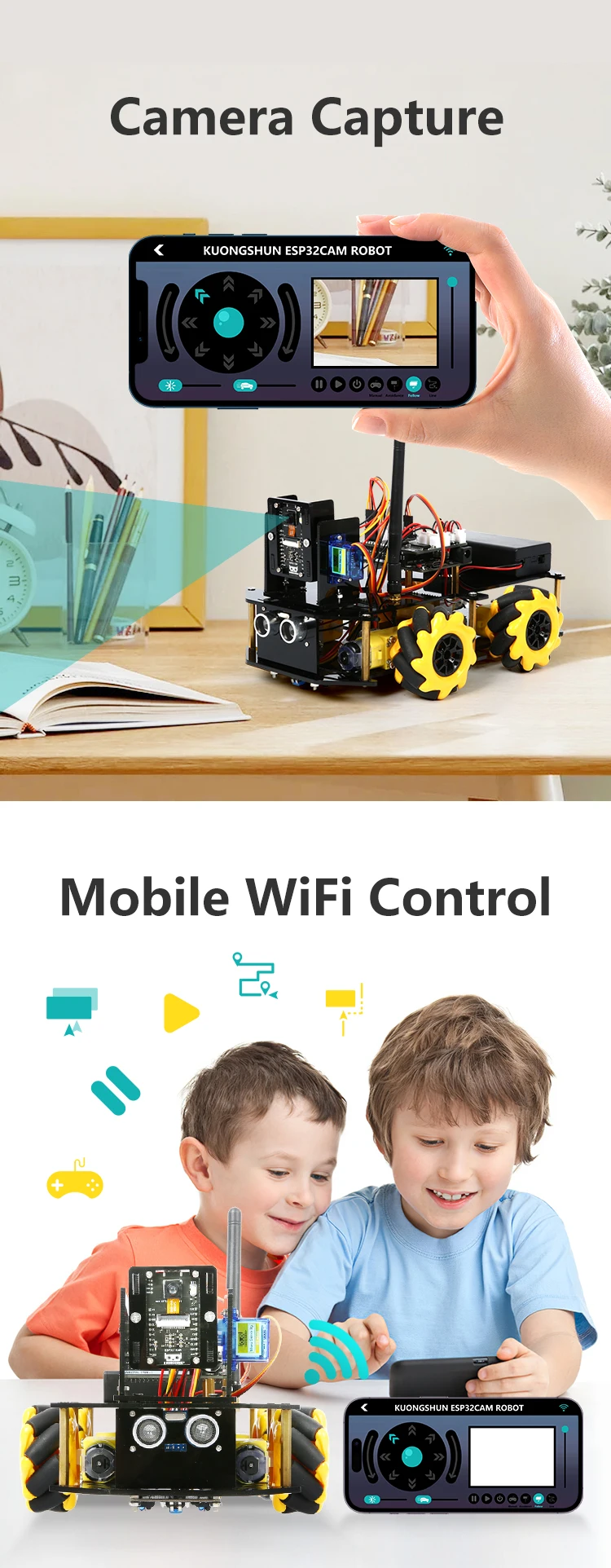 Robotlinking Esp32cam 328P Robot Kit - Open Source Smart Car