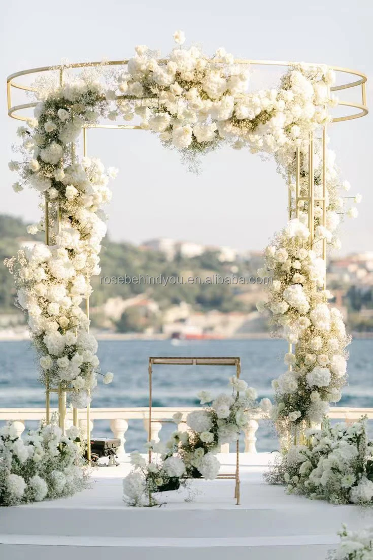 Wedding Round Mandap Chuppah Gold Arch Frame Pipe Drapes