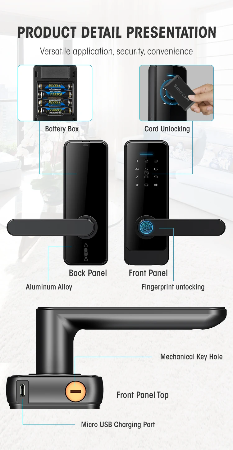 Fechadura Digital Tuya Intelligente Cerradura Wifi Security Wireless ...