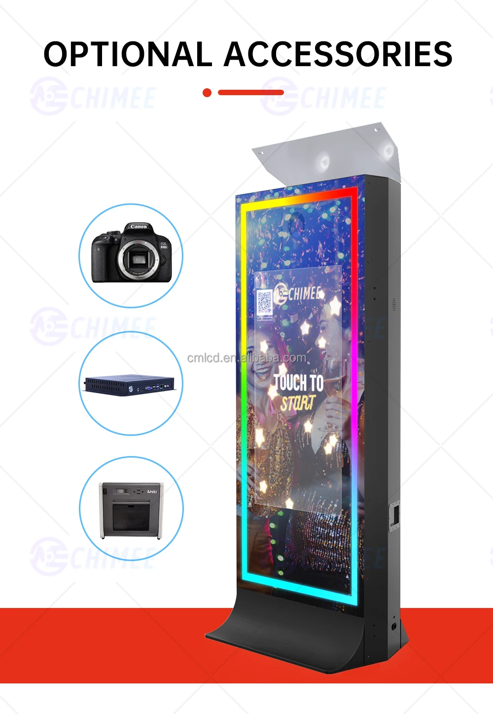70 Inch Magic Mirror Photo Booth 43 Inch LCD Touch Screen Monitor Selfie Machine Kiosk Flash ...