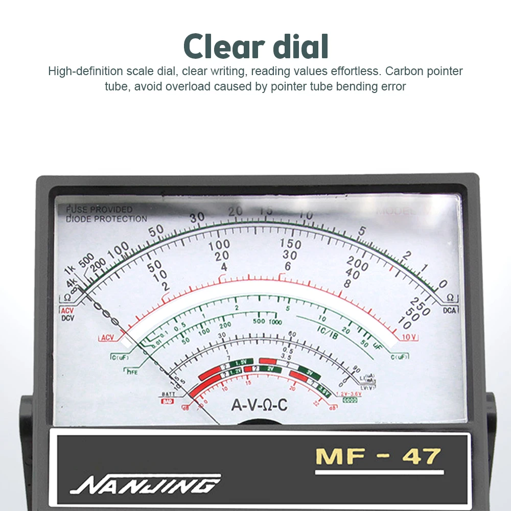 MF47 Pointer Multimeter - AC/DC Voltage & Current Tester