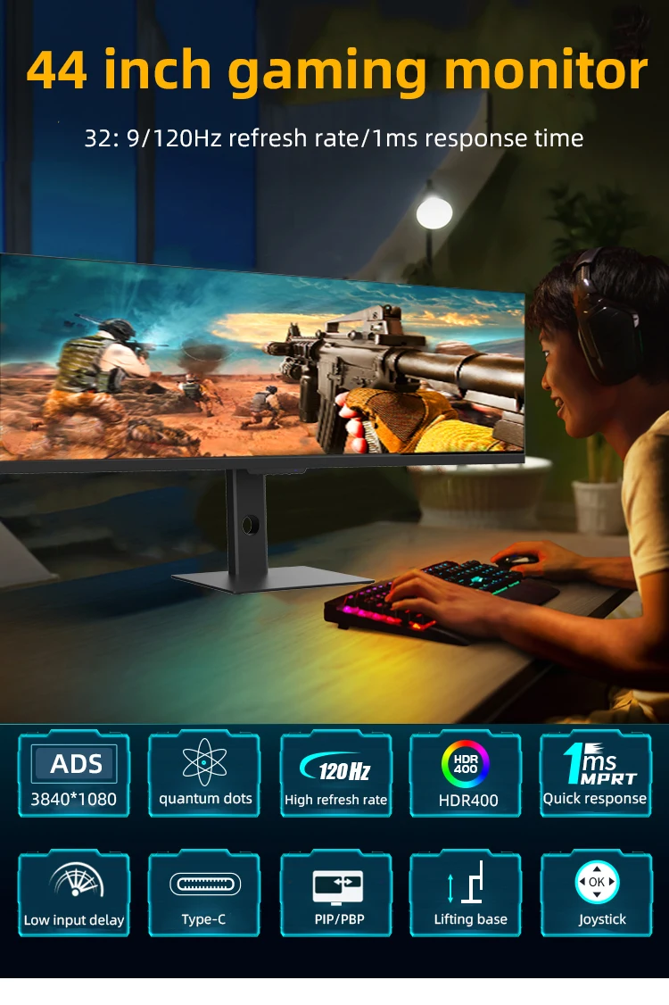120hz Wide Screen 40 Inch Lifting Stand Free Sync Ips Panel 4k Gaming ...
