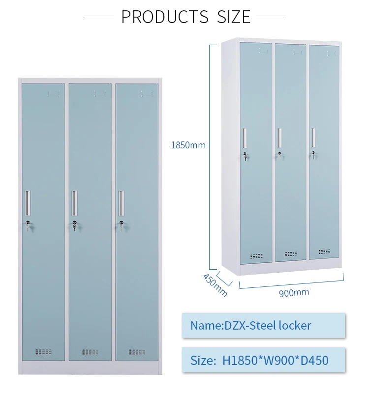 3 Door Wardrobe Staff Locker Cabinet Gym Iron Locker Cabinet Steel ...