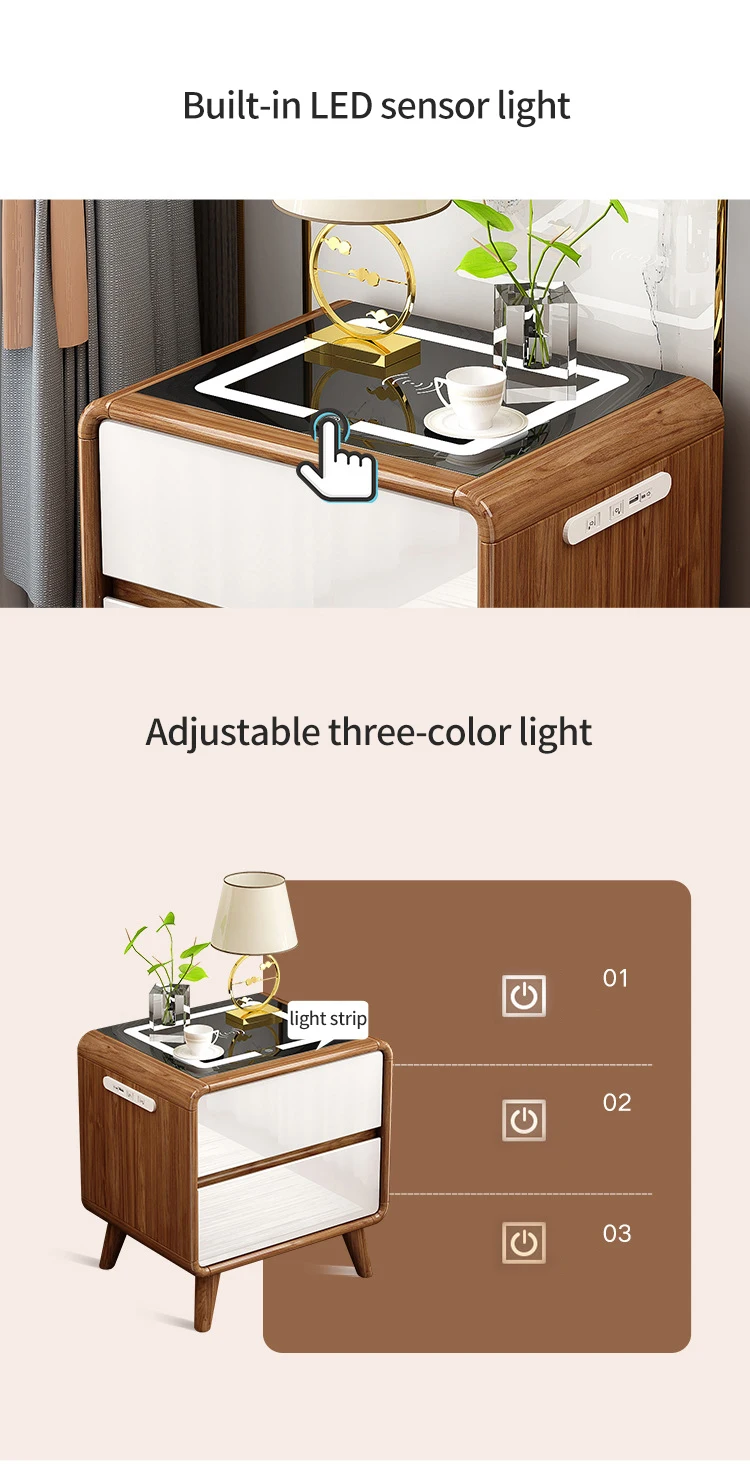 Smart Wireless Charging Bedside Table Bedside Storage Cabinet With ...