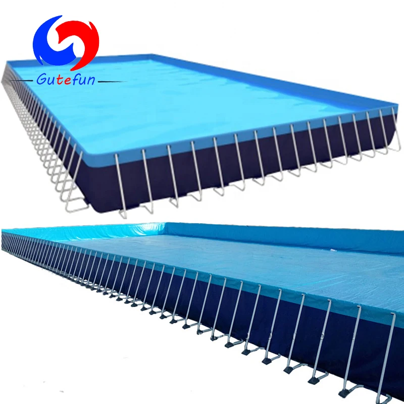 Outdoor large ready made rectangular metal frame above ground swimming ...