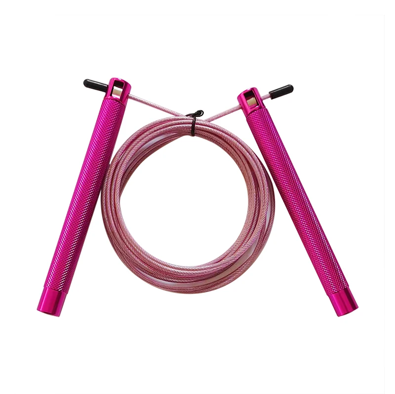 Premium Rosy Red Steel Wire Cable Aluminum Skipping Jump Adjustable ...