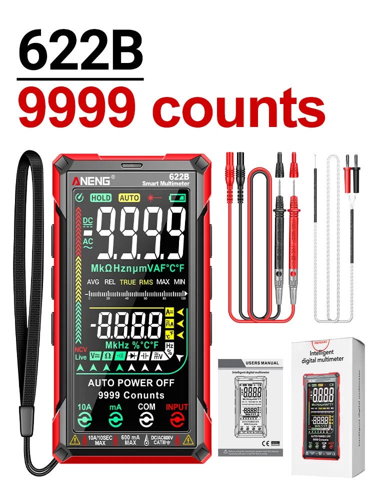 Aneng 622b Digital Smart Multimeter 10a Tester Meter Auto Range True ...