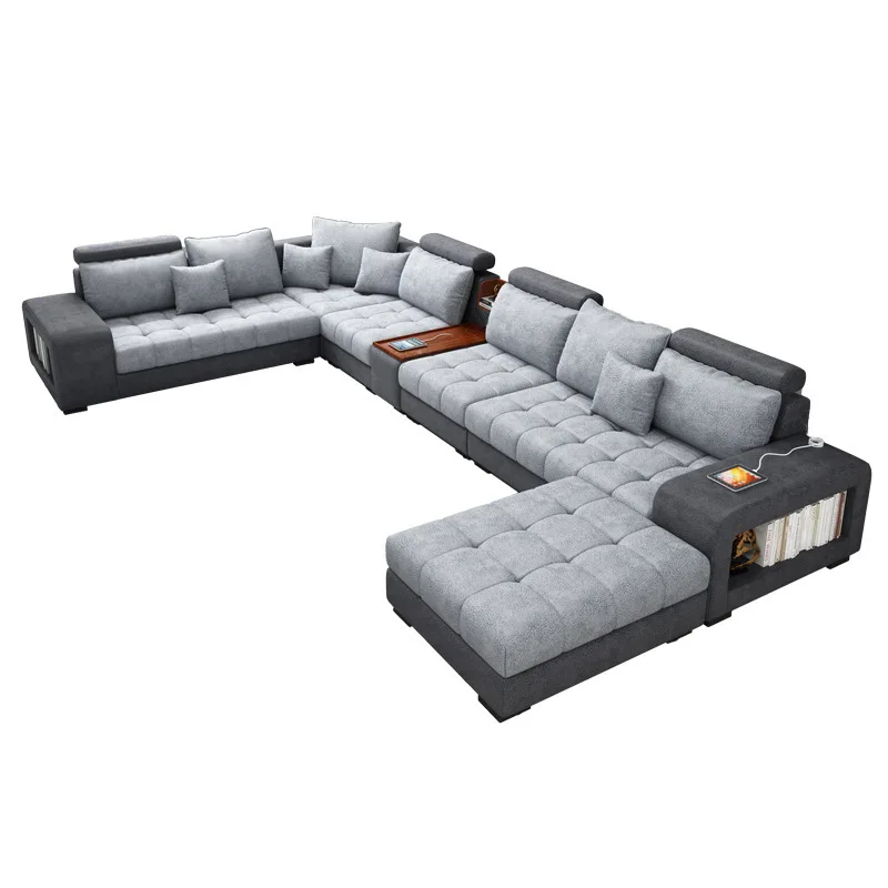 Customizable Microfiber Fabric Sofa Bed Royal Sofa Set 7 Seater L-Shape ...