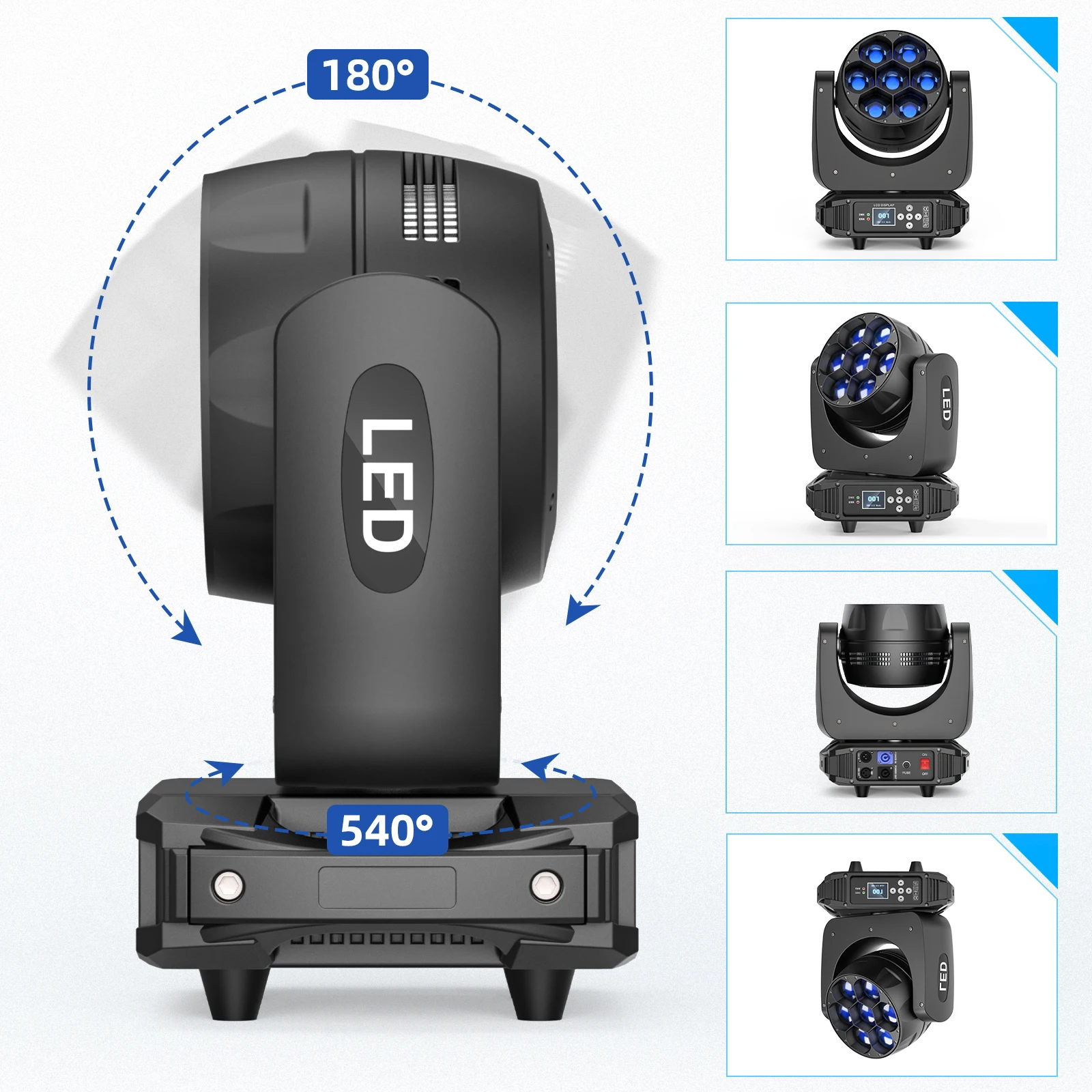 DJ Stage Light 7x40W RGBW Moving Head DJ Light - Zoom Wash Beam Stage ...