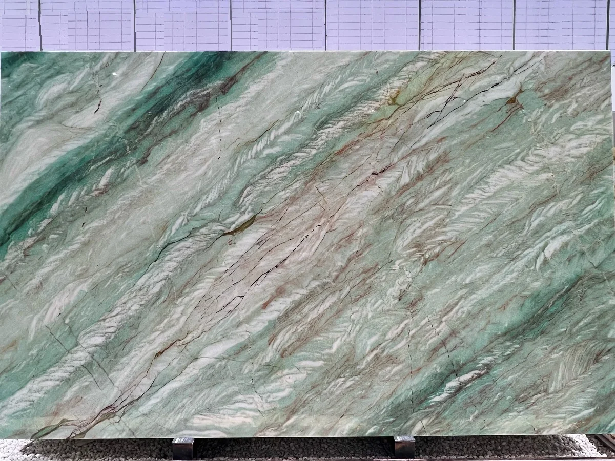 Luxury Polished Emerald Green Quartzite Slab Tiles for Hotel Decor