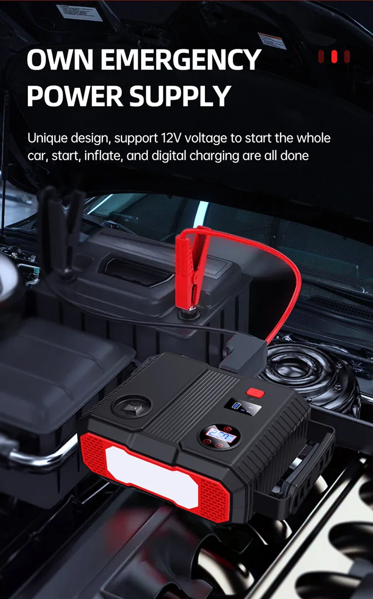 Emergency 3000A peak Inflation Pump Car Jump Starter Jump Start Battery ...
