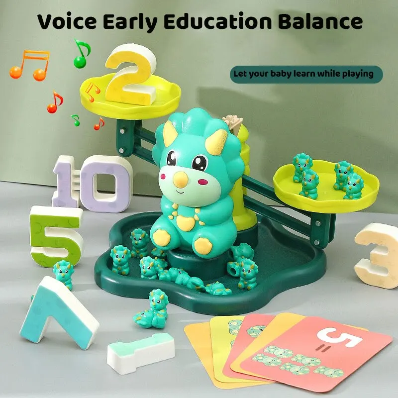 Dinosaur Voice Counting Balance Montessori Math Weights Scale Toy ...